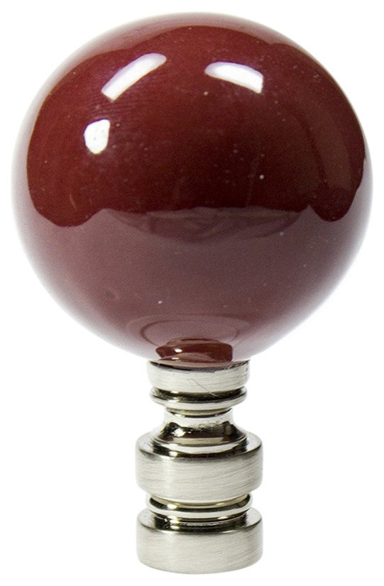 Ceramic 40mm Burgundy Ball Nickel Base Lamp Finial 2.25"h - Traditional ...