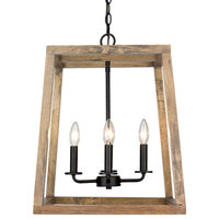 4 Light Wood and Black Lantern - Transitional - Pendant Lighting - by ...