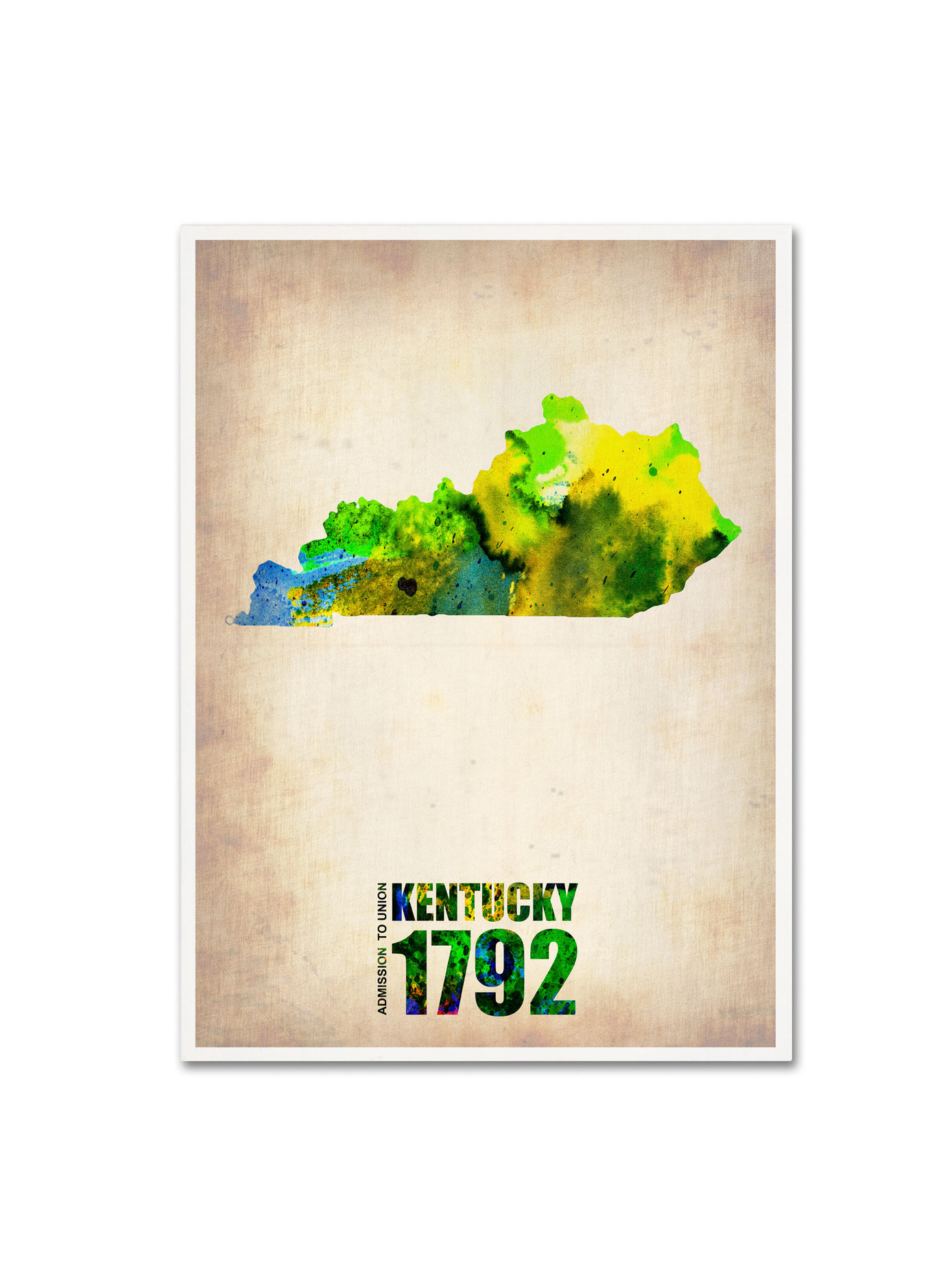 'Kentucky Watercolor Map' Canvas Art by Naxart, 14" x 19 ...