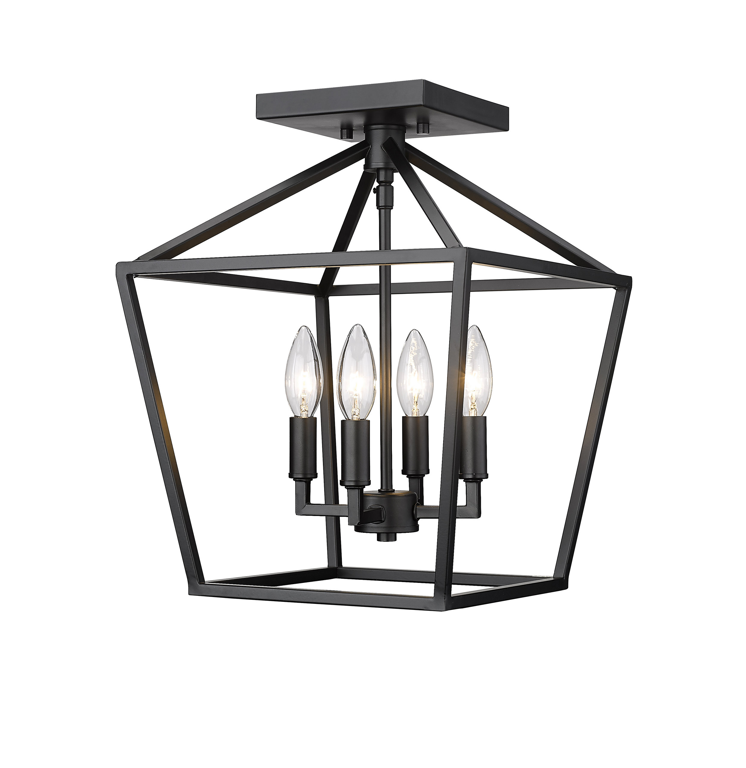 4 Light 12" Matte Black Semi-Flush - Transitional - Flush-mount Ceiling ...
