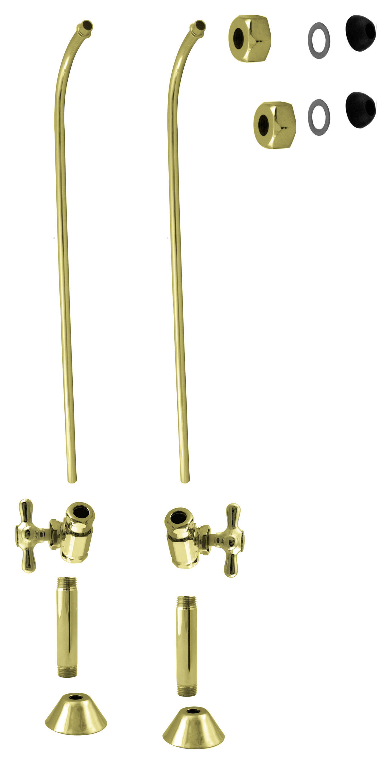 1/2" IPS Stops & Single Offset Bath Supply With Cross Handles, Polished ...