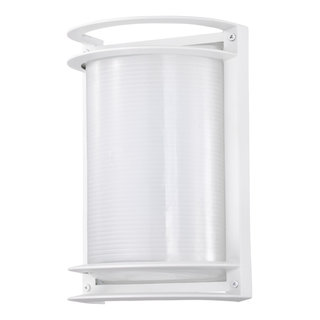 LED Rectangular Bulk Head Fixture - White Finish with White Glass ...