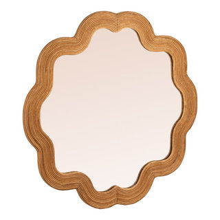 Scalloped Rattan Framed Wall Mirror - Tropical - Wall Mirrors - by ...