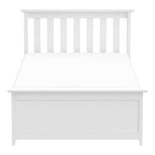 Solid Pine Platform Bed with Slatted Headboard and Reinforced Support ...