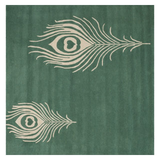 Safavieh Soho Collection Soh704t Handmade Teal/Ivory Rug, 6' square ...