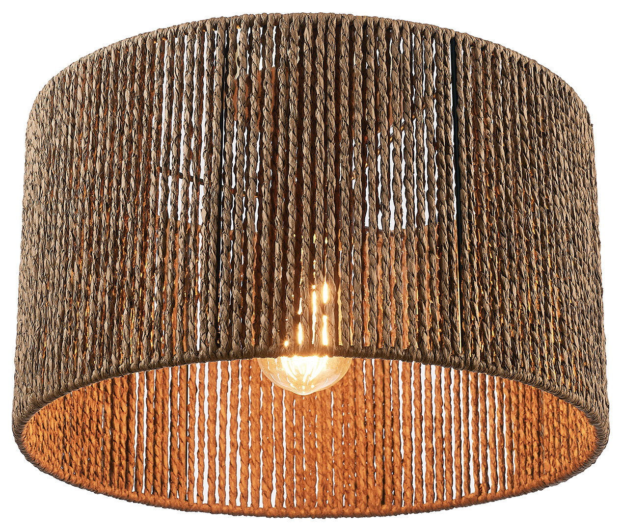 Lulu 1-Light Matte Brass Flush Mount Ceiling Light with Paper Twine ...
