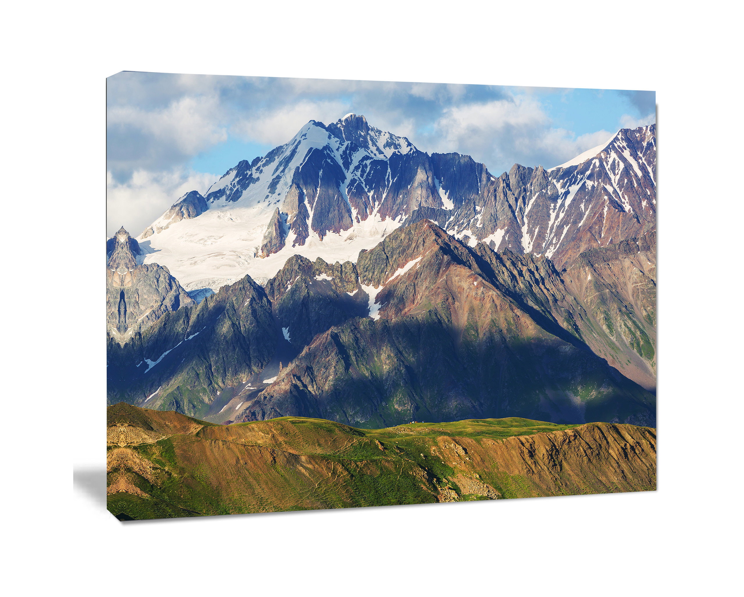 Beautiful Caucasus Mountains, Landscape Canvas Art Print, 60"x28"x1.5 ...