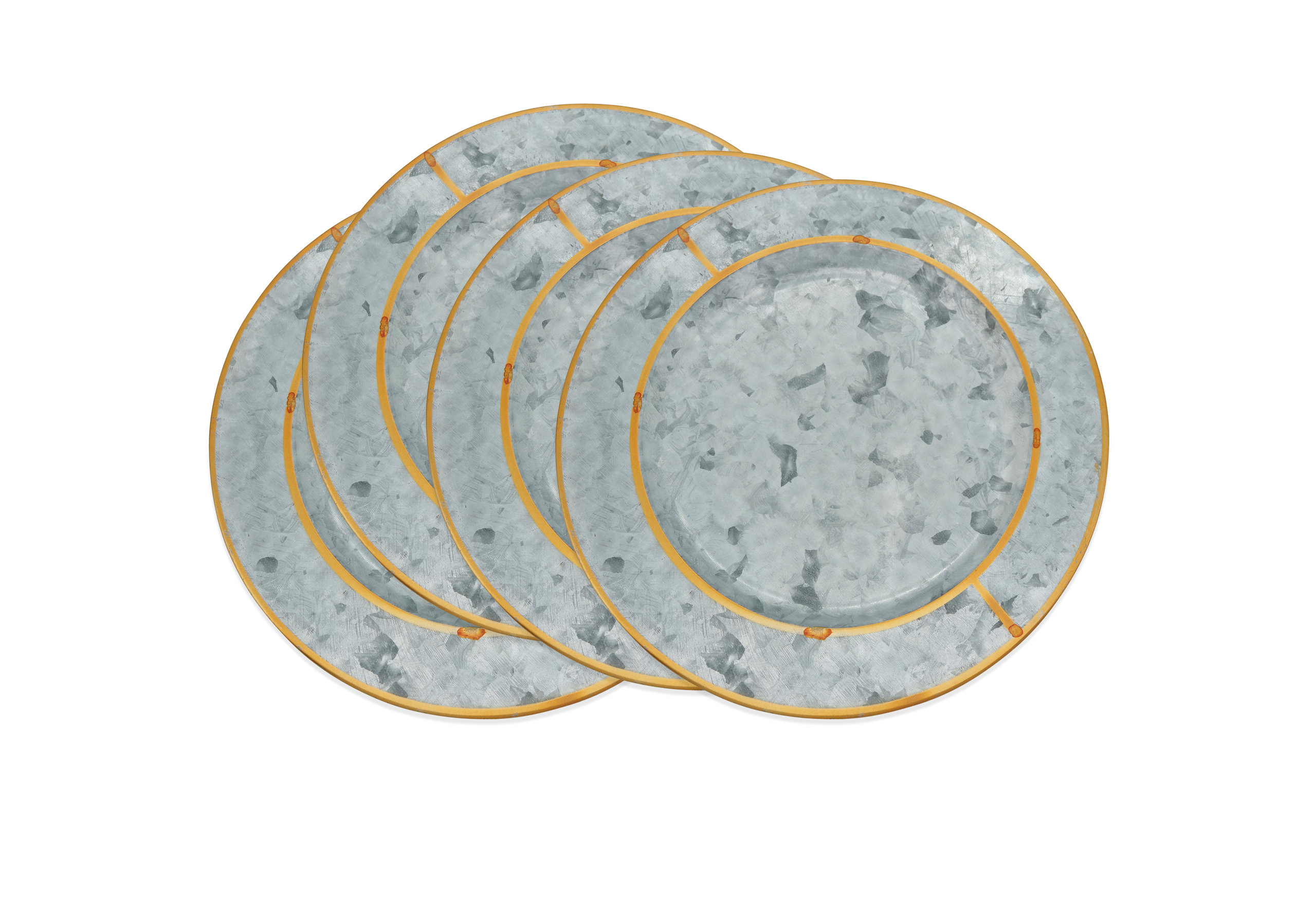 Gold Rim Galvanized Table Chargers, Set of 4 - Contemporary - Charger ...