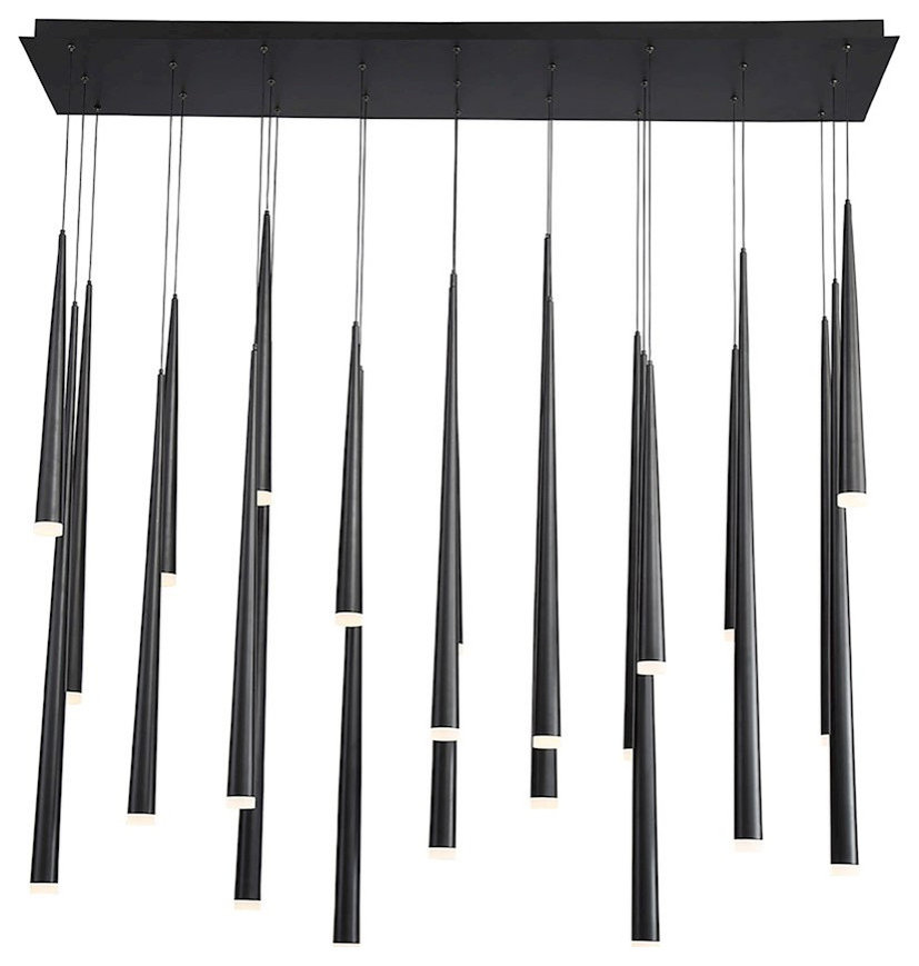 Modern Forms Cascade LED 23-Light Etched Linear Pendant/3500K, Black ...
