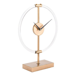Modern Contemporary Table Clock, Gold, Steel Metal Acrylic Kitchen ...