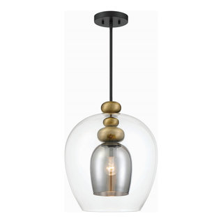 Amesbury 1-Light Pendant, Coal And Oxidized Aged Brass - Transitional ...