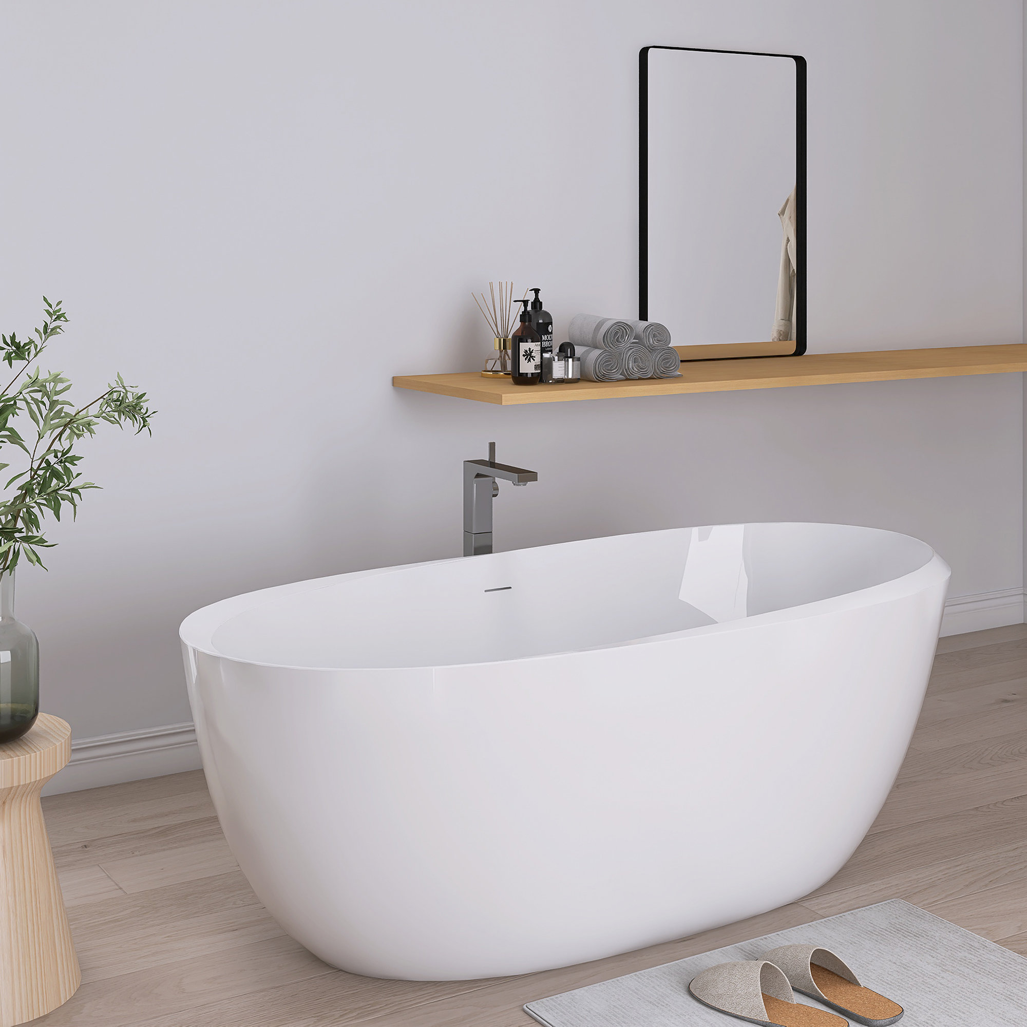 Acrylic Roll-Top Freestanding Flatbottom Soaking Bathtub - Contemporary ...