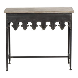 Side Table, Scrollwork Metal Frame With Scalloped Top - Contemporary ...