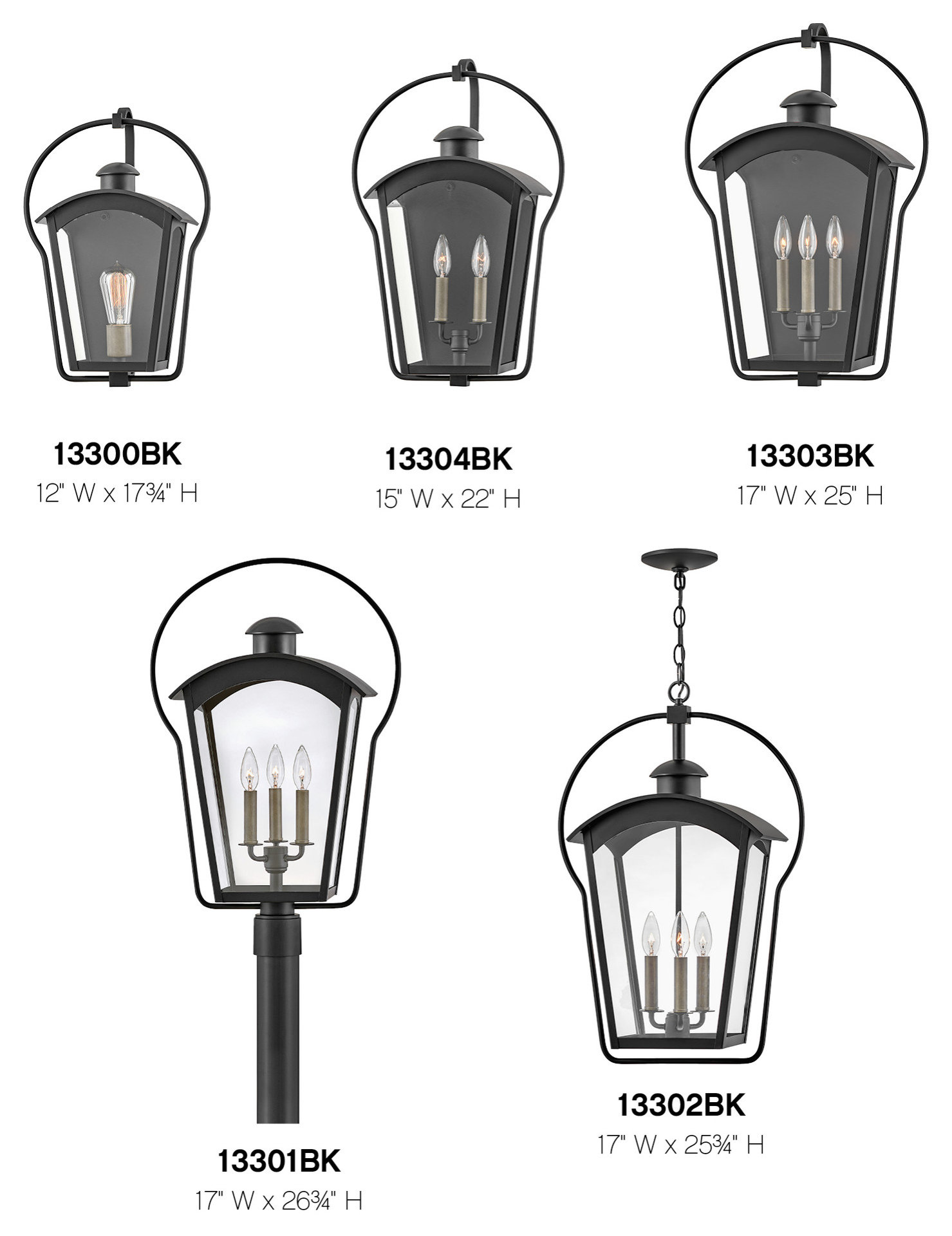 Hinkley Yale Large Wall Mount Lantern, Black, 15" - Transitional ...