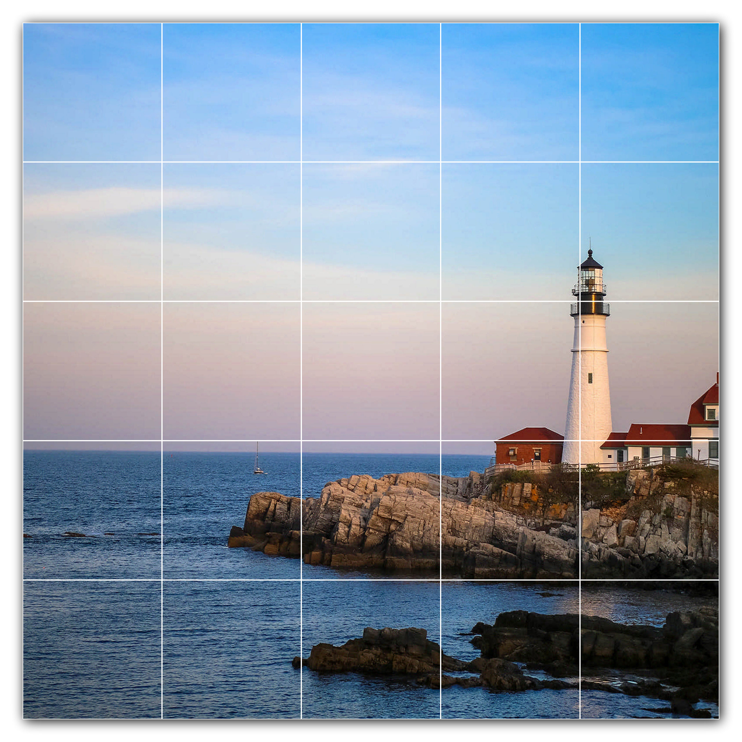 Lighthouse Ceramic Tile Wall Mural HZ500833, 21.25" Wide x 21.25" High ...