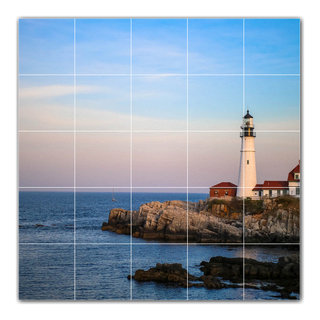 Lighthouse Ceramic Tile Wall Mural HZ500833, 21.25" Wide x 21.25" High ...