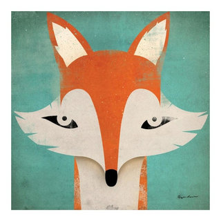 "Fox" Digital Paper Print by Ryan Fowler, 20"x20", 20"x20" - Rustic - Prints And Posters - by ...
