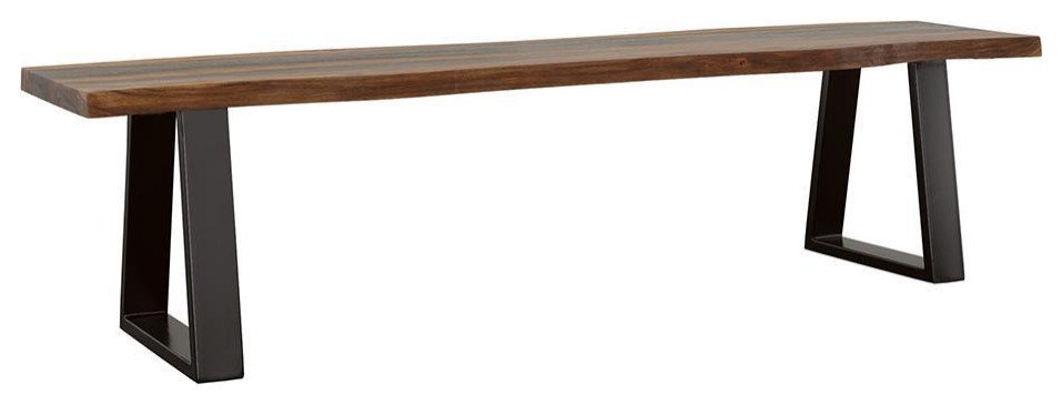 Ditman Live Edge Dining Bench Grey Sheesham and Black - Contemporary ...