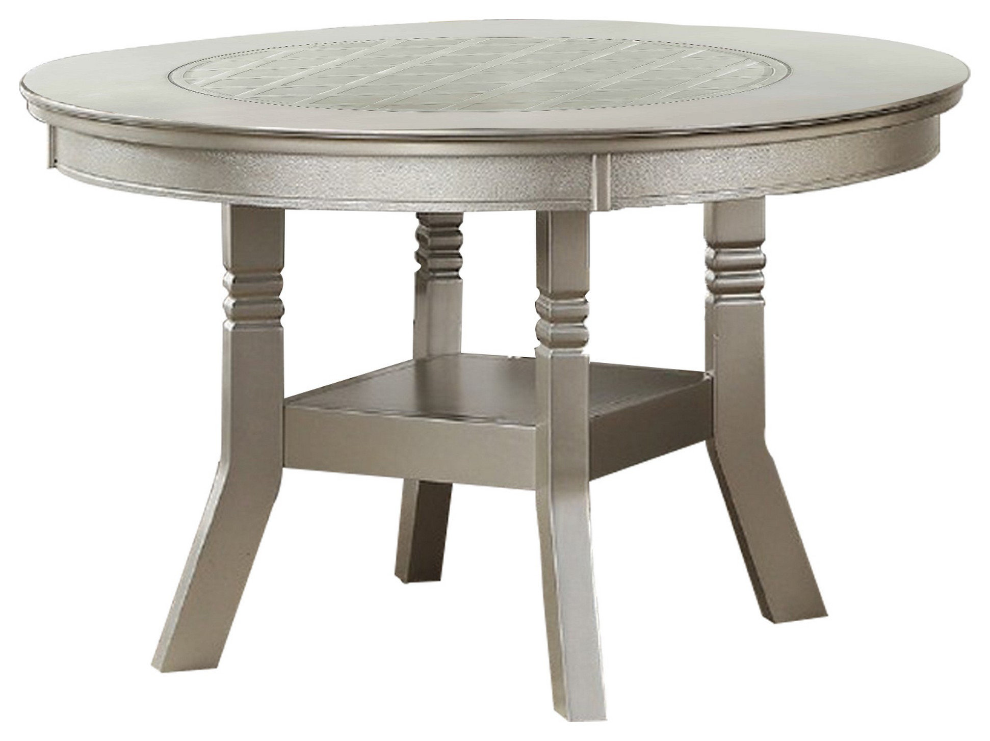 Benzara BM231851 Round Wooden Dining Table, Glass Inserted Top ...