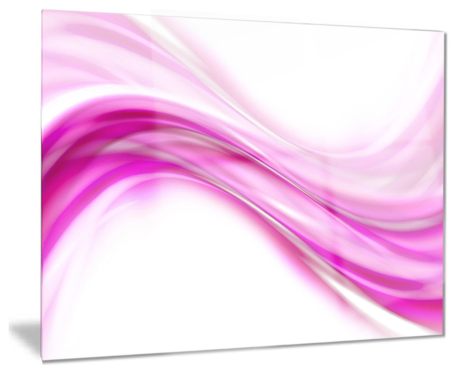 "Pink Abstract Waves" Glossy Metal Wall Art, 28"x12" - Contemporary ...