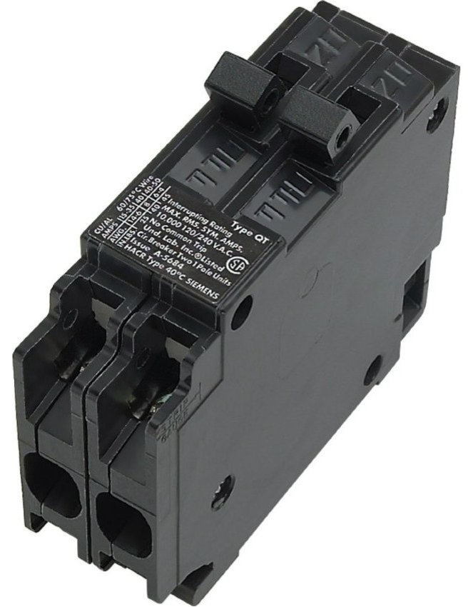 Siemens Q1515NC Space Saver Duplex Circuit Breaker, 15/15 Amp, 120V ...