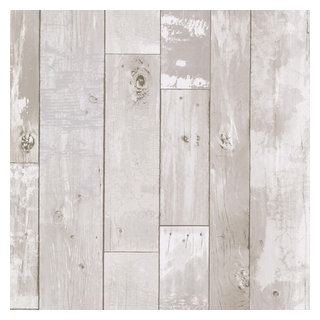 Heim White Distressed Wood Panel Wallpaper, Sample - Rustic - Wallpaper ...