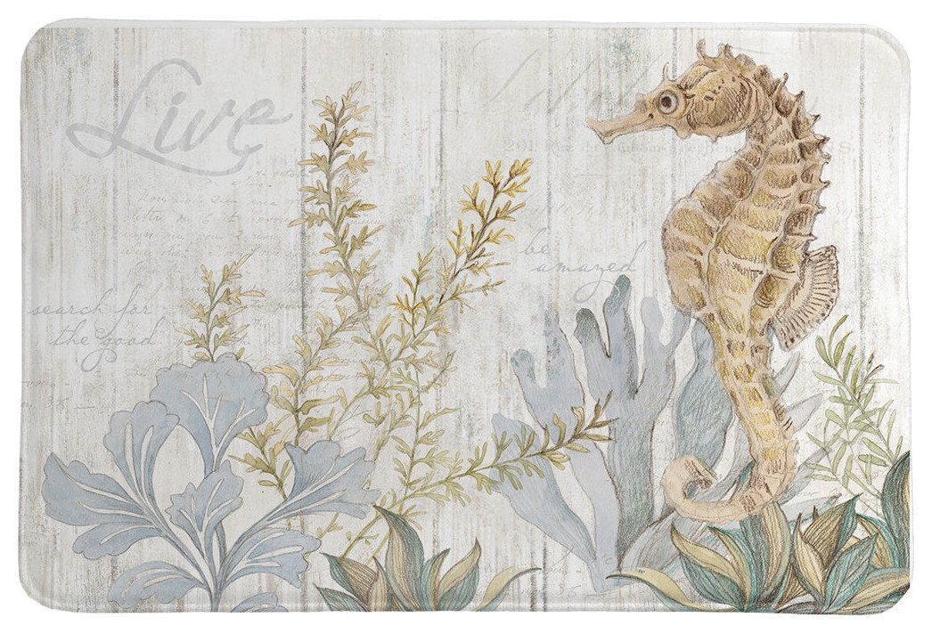 Laural Home Seahorse Seaweed Memory Foam Rug, 21" X 34" - Beach Style ...