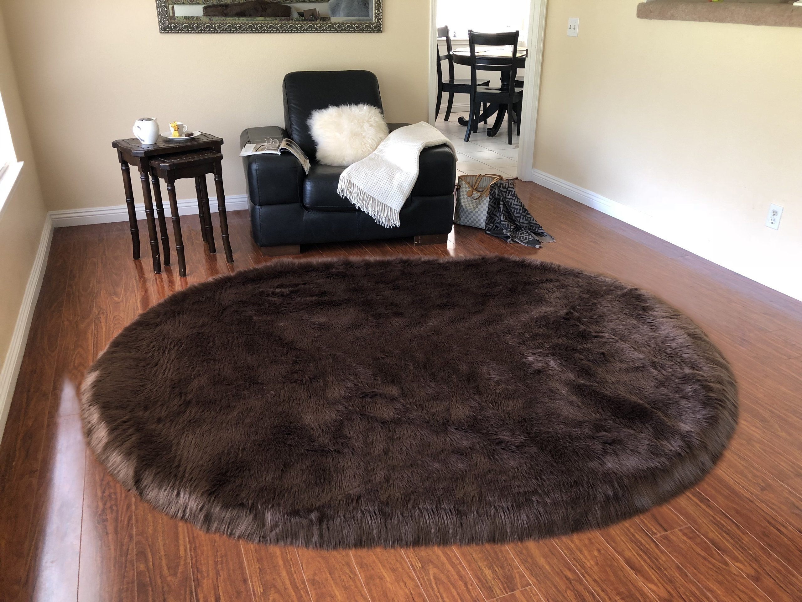 Super Soft Faux Sheepskin Silky Shag Rug, Oval, 9'x12' - Contemporary ...