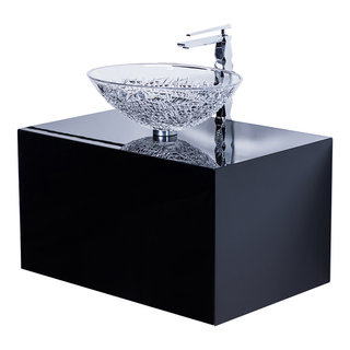 Dora Lacquered Vanity, Black, 30" - Modern - Bathroom Vanities And Sink ...