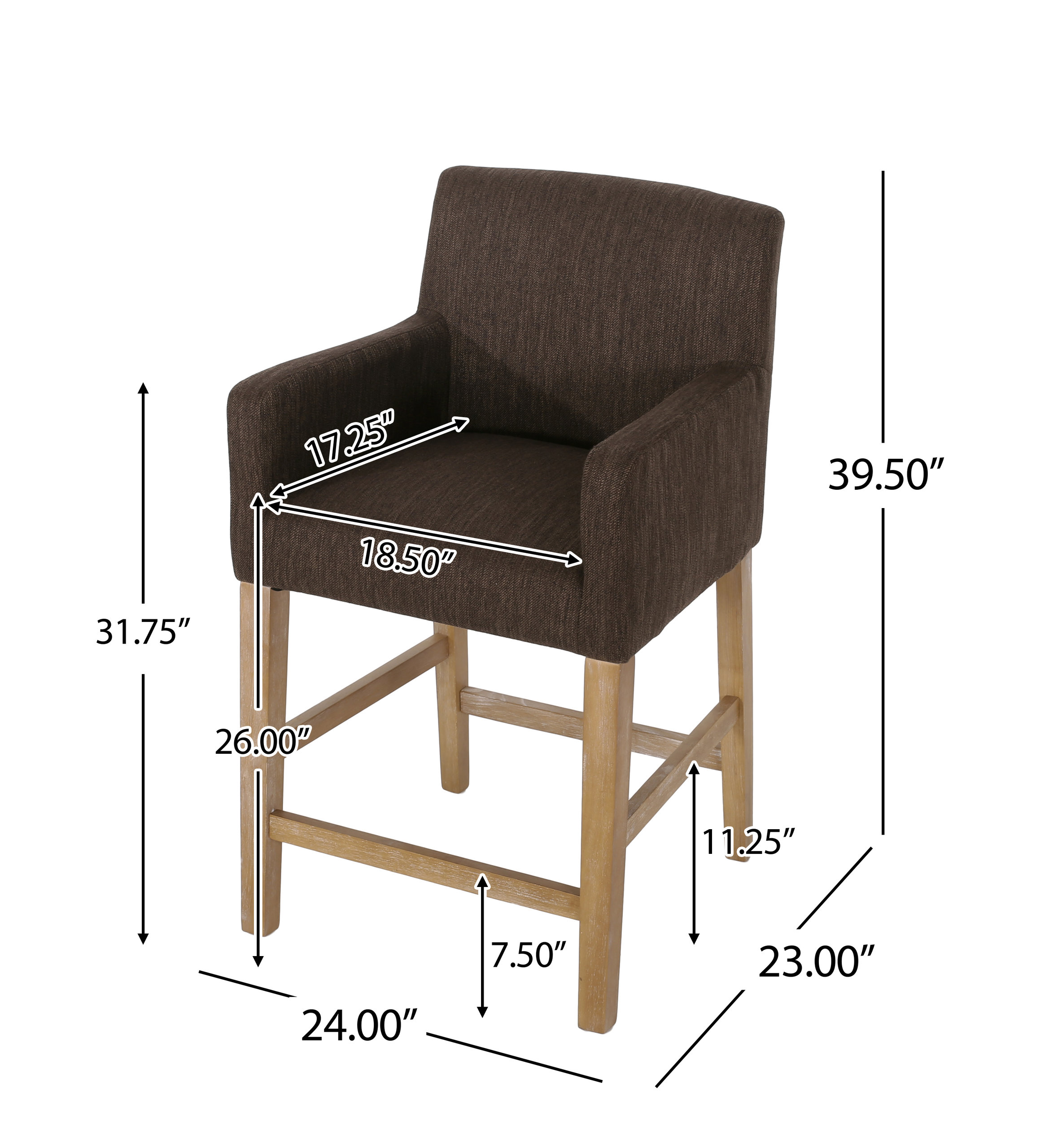 Chaparral Contemporary Fabric Upholstered Wood 26" Counter Stools, Set ...