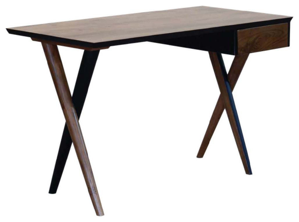 Two Tone Criss Cross Wooden Desk - Midcentury - Desks And Hutches - by ...