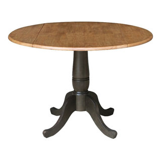42" Round Solid Wood Dual Drop Leaf Pedestal Table - Unfinished ...