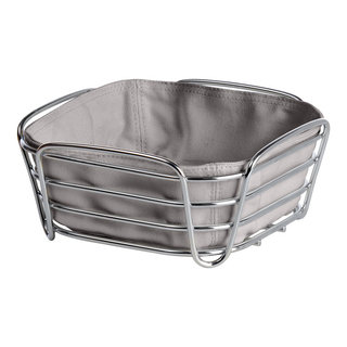 Blomus Delara Bread Basket, Small Taupe, Chrome Plated Steel Wire, Cotton, Small - Contemporary ...