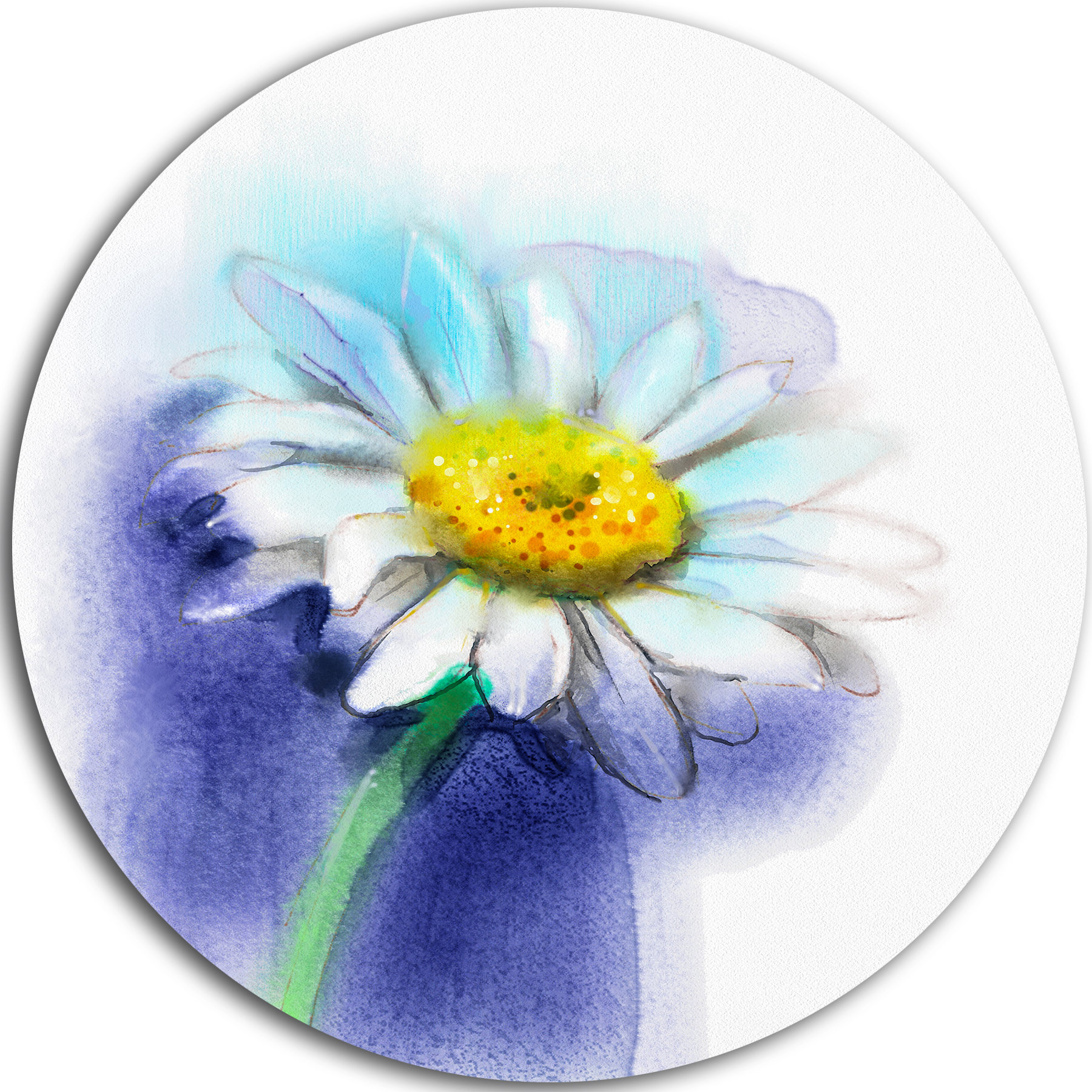 White Gerbera Daisy In Blue, Flower Disc Metal Wall Art, Disc of 23 ...