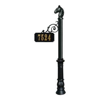 Scroll Mount Address Post With Decorative Ornate Base and Horsehead ...