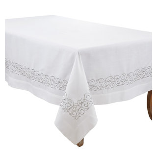 Embroidered Design Scroll Tablecloth, 72"x140" - Traditional ...