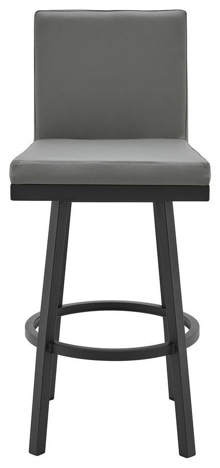 Rochester Swivel Modern Metal and Grey Faux Leather Bar and Counter Stool - Modern - Bar Stools ...