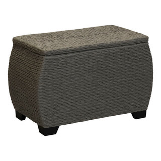 Large Curved Woven Storage Chest, Liner, Paper Rope - Beach Style ...
