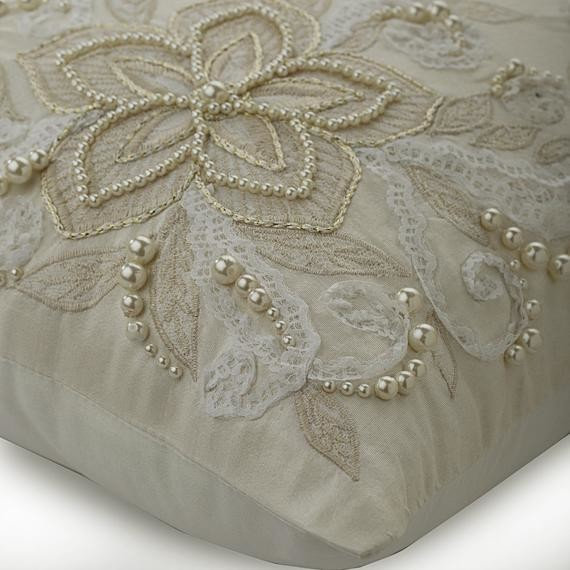 Ivory Throw Pillow Cover, Natural Ivory Damask Silk, Glow Ivory Damask ...