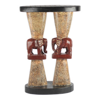 Handmade Conversing Elephants Wood accent table - Ghana - Tropical ...