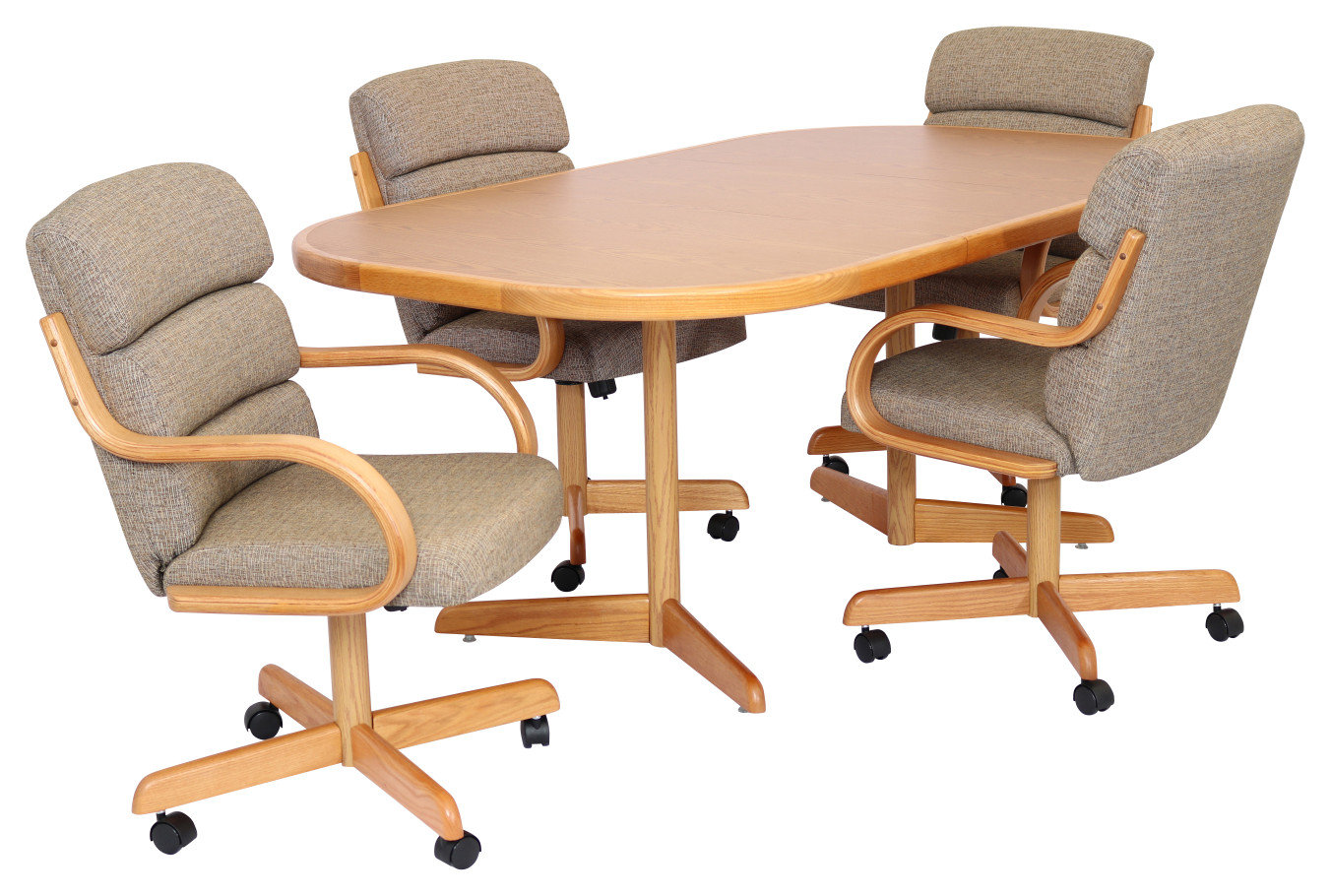 5-Piece 42x[54/72] Caster Dining Set Laminate Table Top & Pewter Caster ...