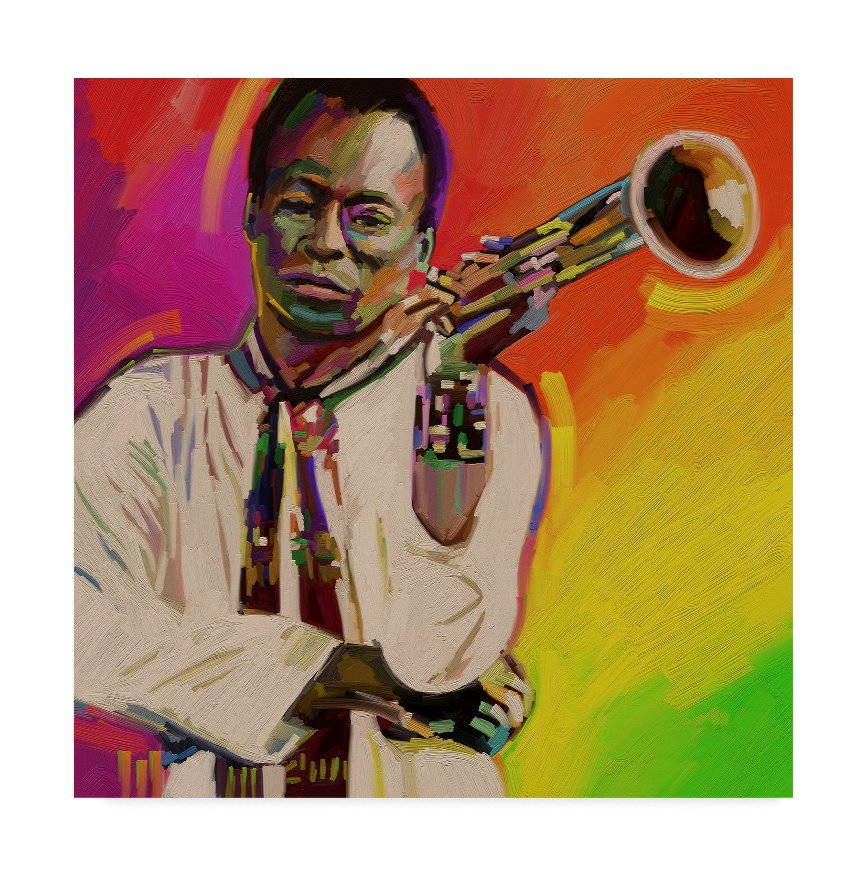 Howie Green 'Miles Davis Portrait' Canvas Art, 18"x18" - Midcentury ...