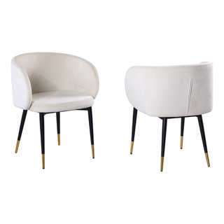 Hemingway Velvet Upholstered Side Chair in Cream - Midcentury - Dining ...