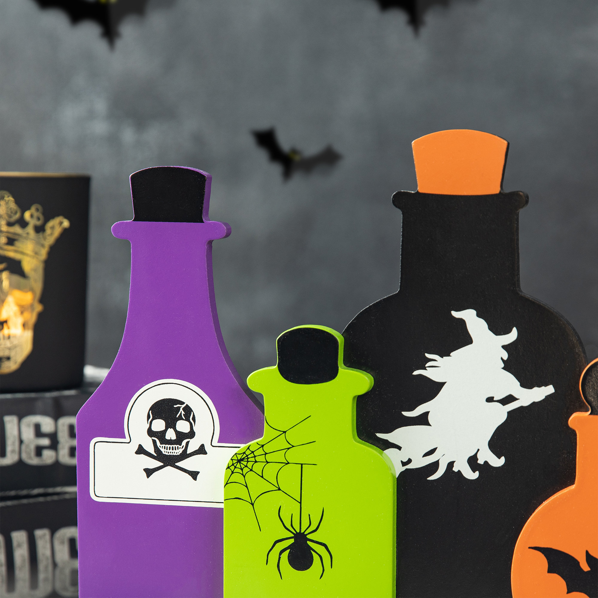 14"L Halloween Poison Bottles Table decor - Traditional - Holiday ...