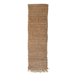 Woven Raffia Table Runner With Fringe, Natural - Tropical - Table ...