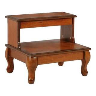 Bowery Hill Traditional Wood Bed Steps with Hidden Drawer in Cherry ...