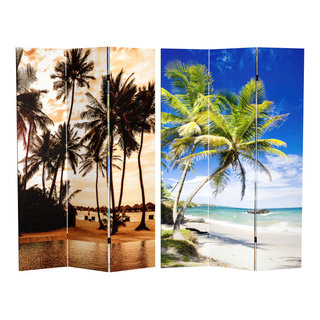 6' Tall Double Sided Beach Cabana Room Divider - Tropical - Screens And ...