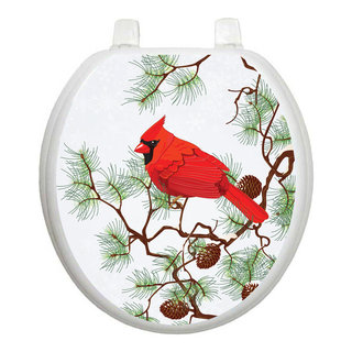 Winter Cardinal Toilet Tattoos seat Cover, Vinyl Lid Decal, Bird ...
