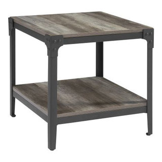 Walker Edison Rustic Wood Set of 2 End Side Table, Gray Wash ...