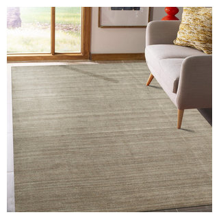 Brown/Gray Solid Handmade Urban Rug, 8'x10' - Transitional - Area Rugs ...